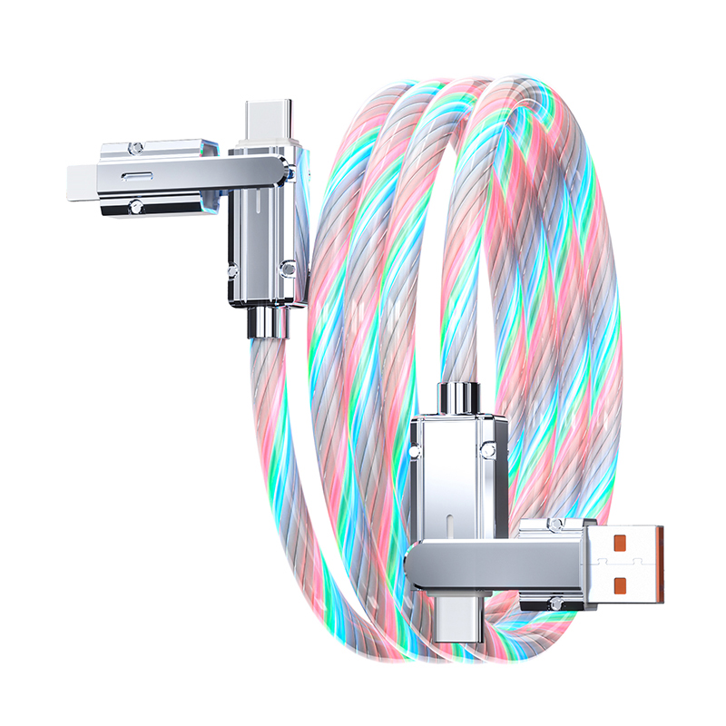 HPY-00023 2-in-2 Glow Mecha Data Cable | PD100W & 27W Fast Charging ， 4 ...