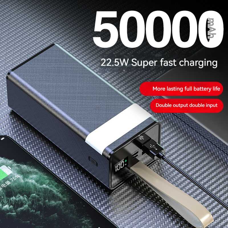 50000mAh high-capacity lithium polymer power bank with 22.5W ...