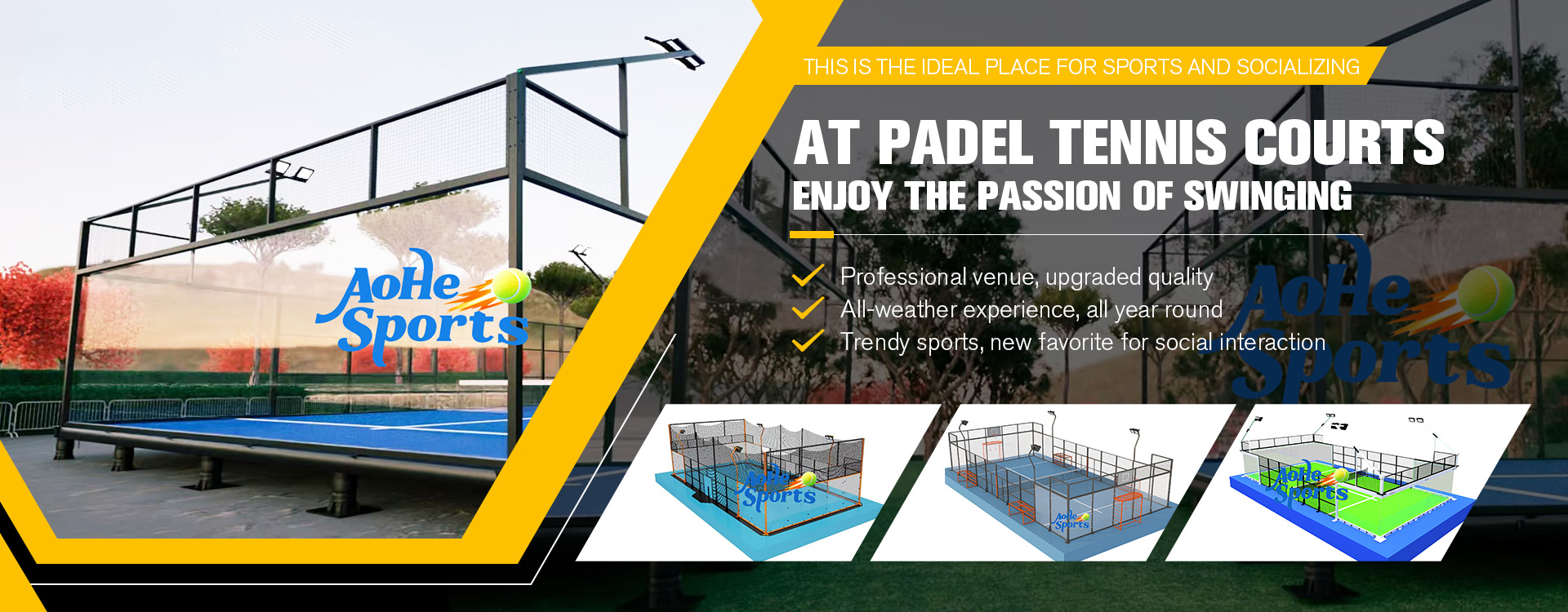Paddle Tennis Court, Covered Paddle Court, Outdoor Paddle Systems, Aohe