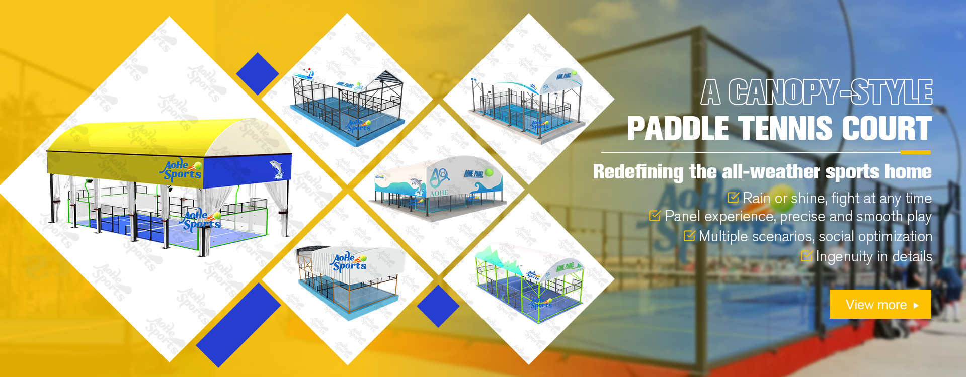 Paddle Tennis Court, Covered Paddle Court, Outdoor Paddle Systems, Aohe