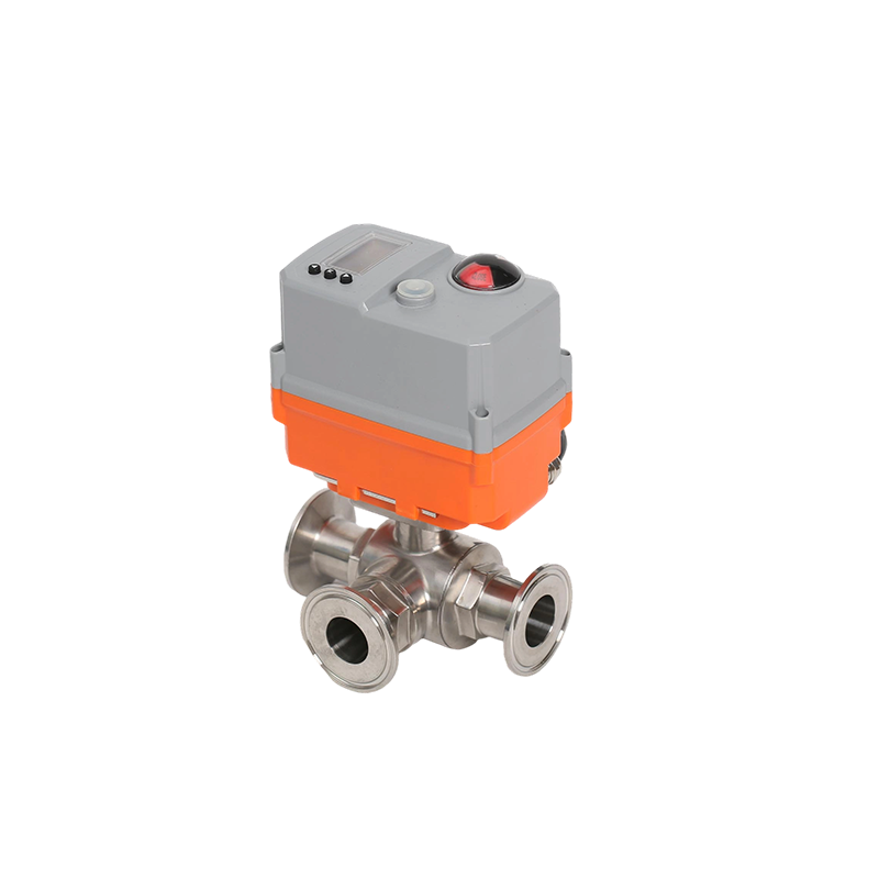 Electric Actuated Three-Way Clamp Ball Valve, 316L Sanitary Grade