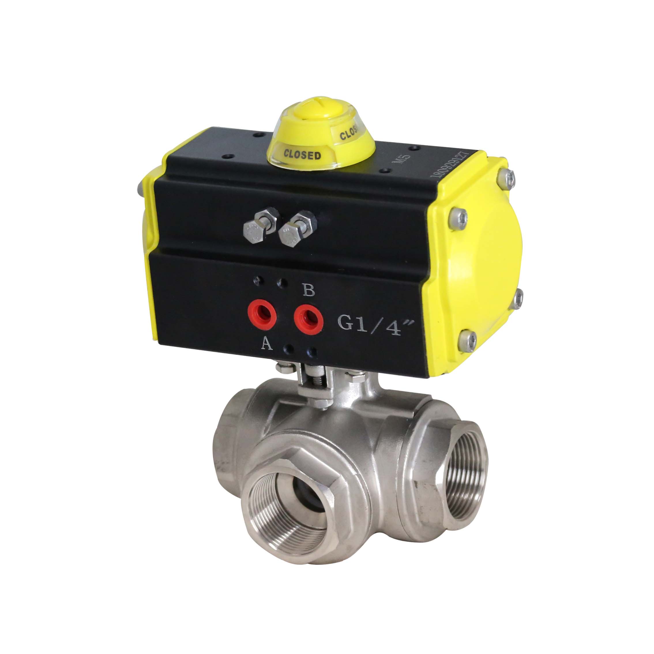 Pneumatic 3 Way Internal Thread Ball Valve | L/T Port 304 SS | For Flow ...