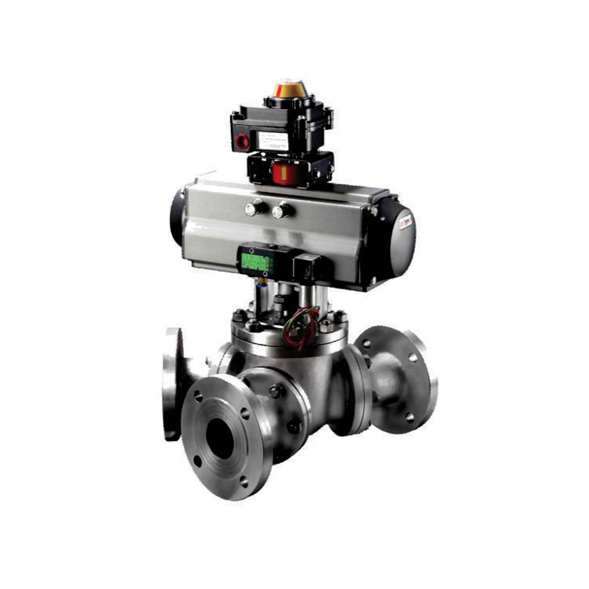 Pneumatic Y-Type 3 Way Flanged Ball Valve | 304/316 Stainless Steel ...
