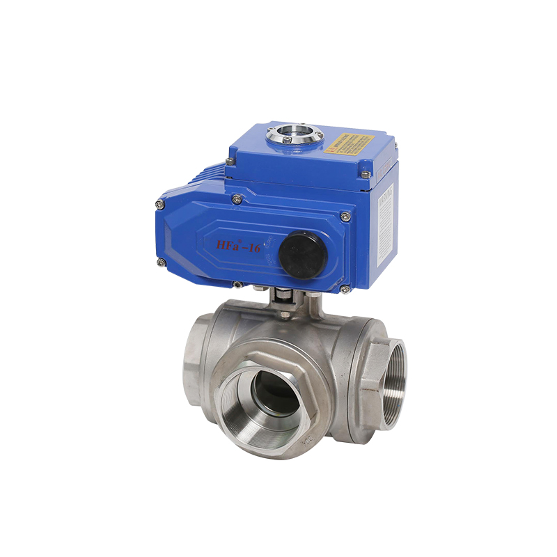 Compact Electric three-way threaded ball valve