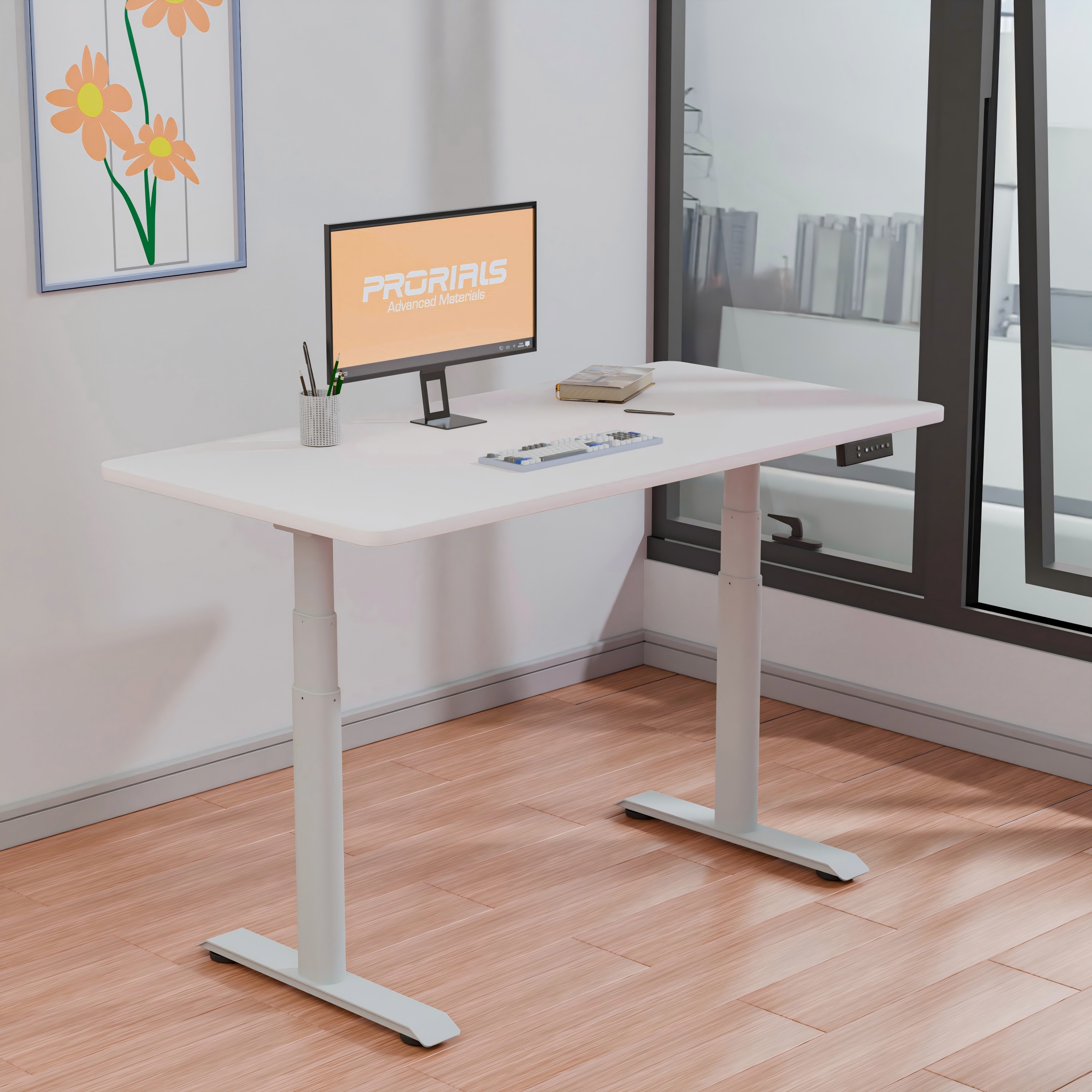 Dual Motor 3-Stage Electric Standing Desk - Heavy-Duty 120kg Load Oval ...