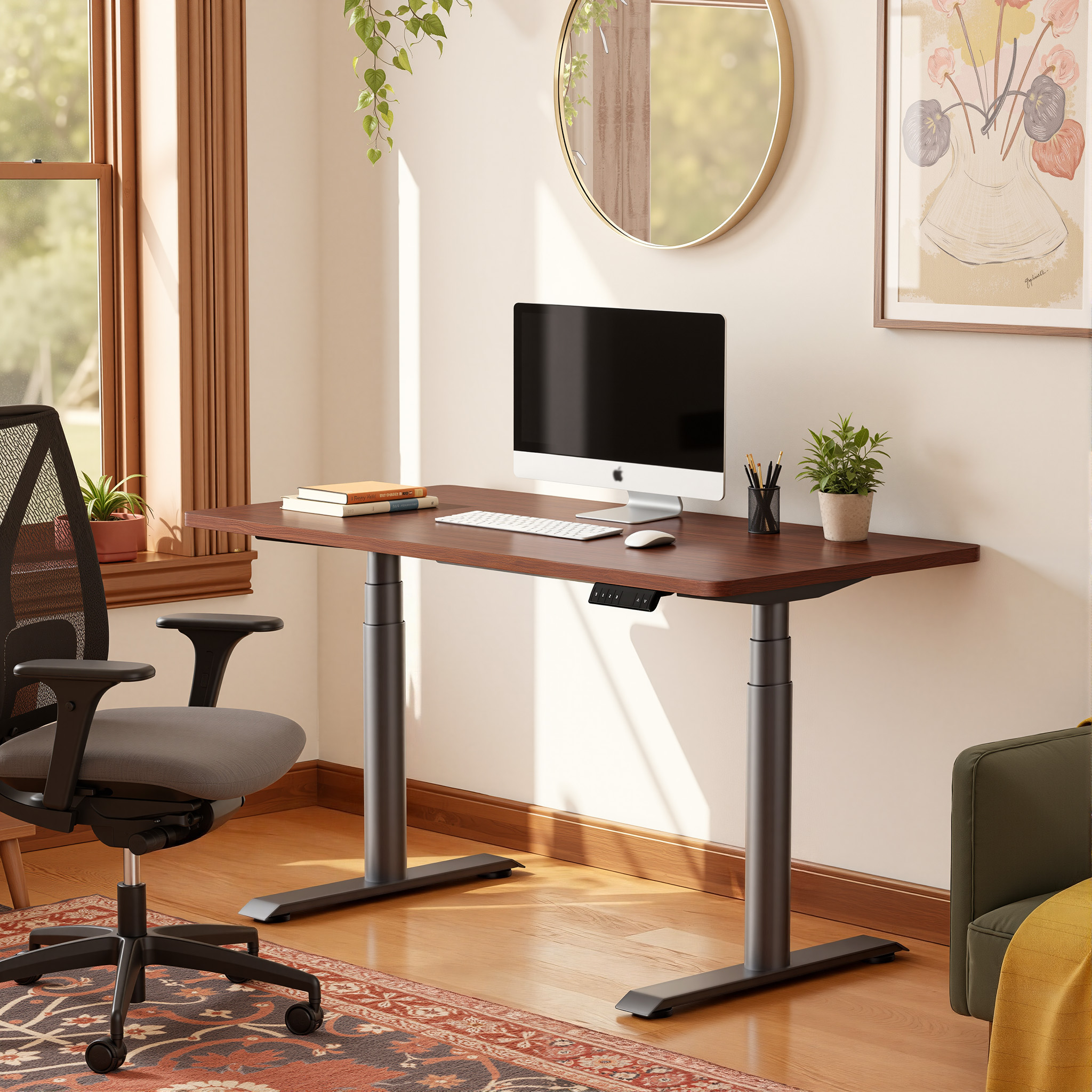 Dual Motor 3-Stage Electric Standing Desk - Heavy-Duty 120kg Load Oval ...