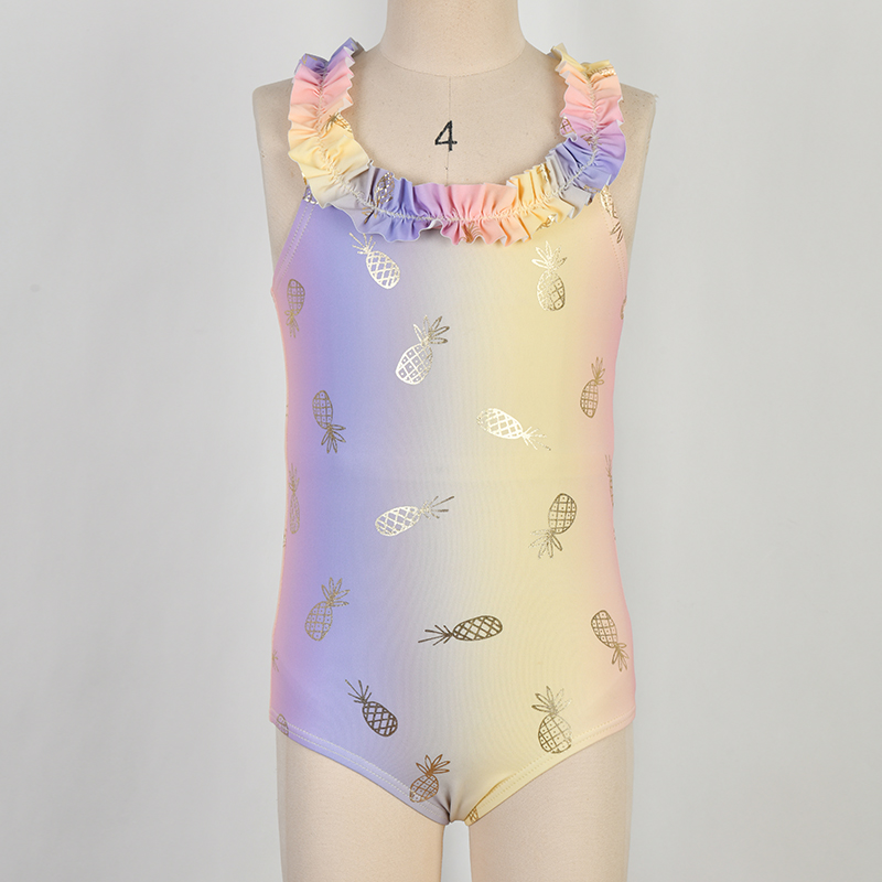 Girls' Shiny Gold Foil OnePiece Swimsuit