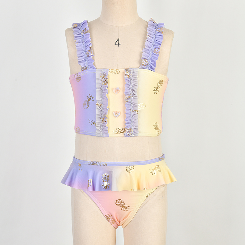 Girls' Shiny Gold Foil Bikini Set