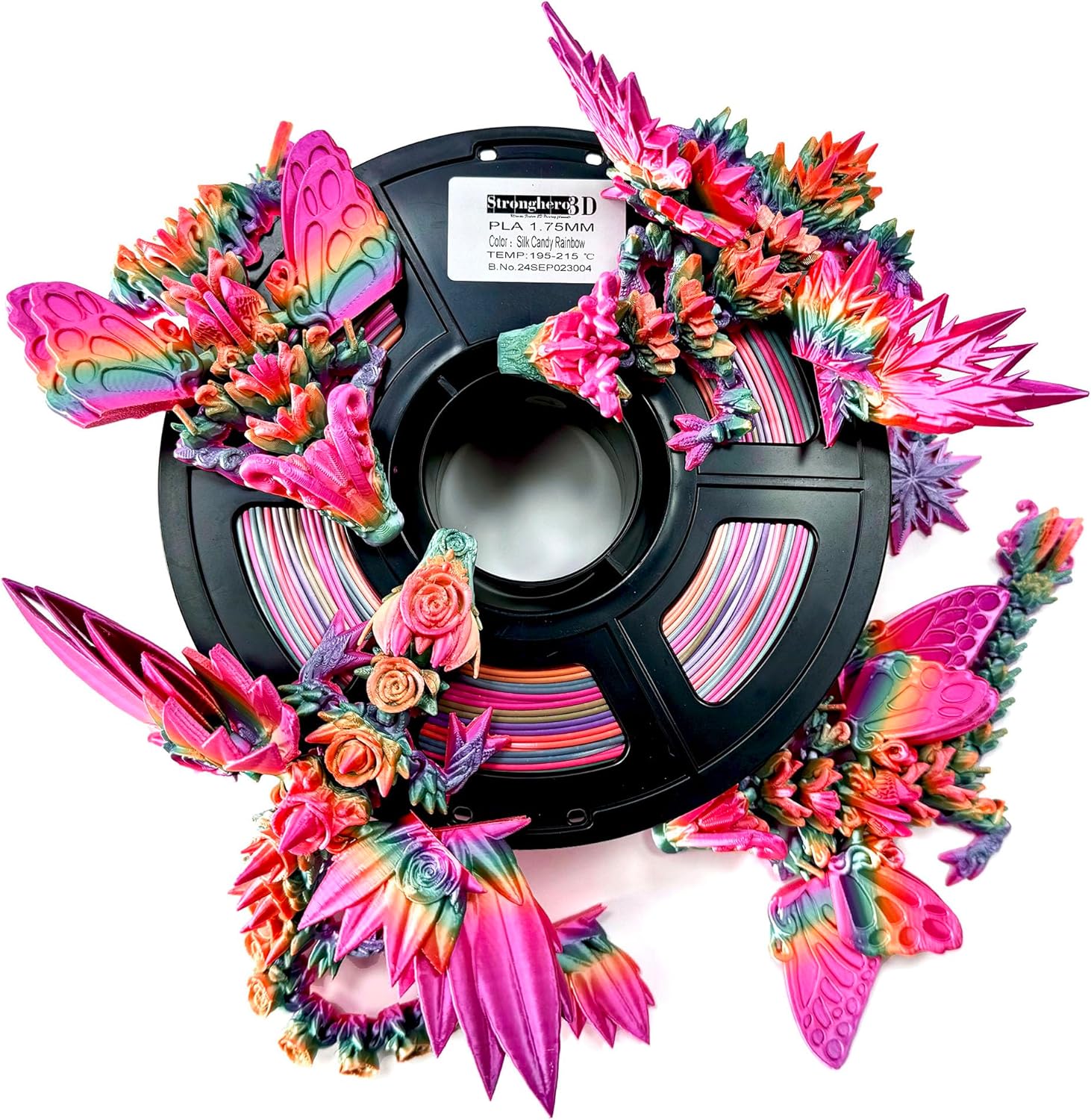 Stronghero3D PLA Silk Rainbow Candy Diameter1.75mm - Weight1kg（2.2lbs）