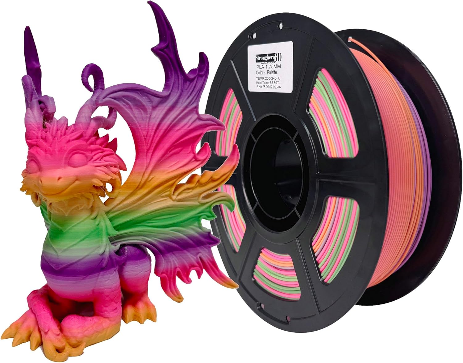 Strongheero3D Matte Rainbow PLA Filament 1.75mm Weight1kg