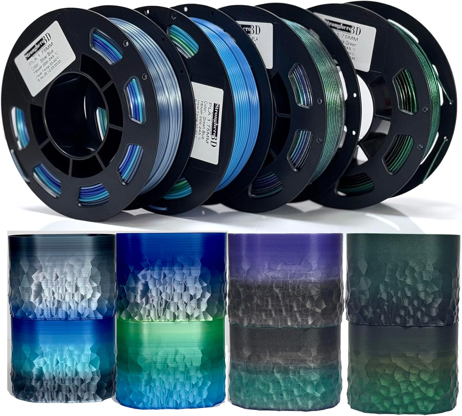 Silk PLA 3D Printer Filament Bundle 1.75mm,Gradient Color PLA Pack ...