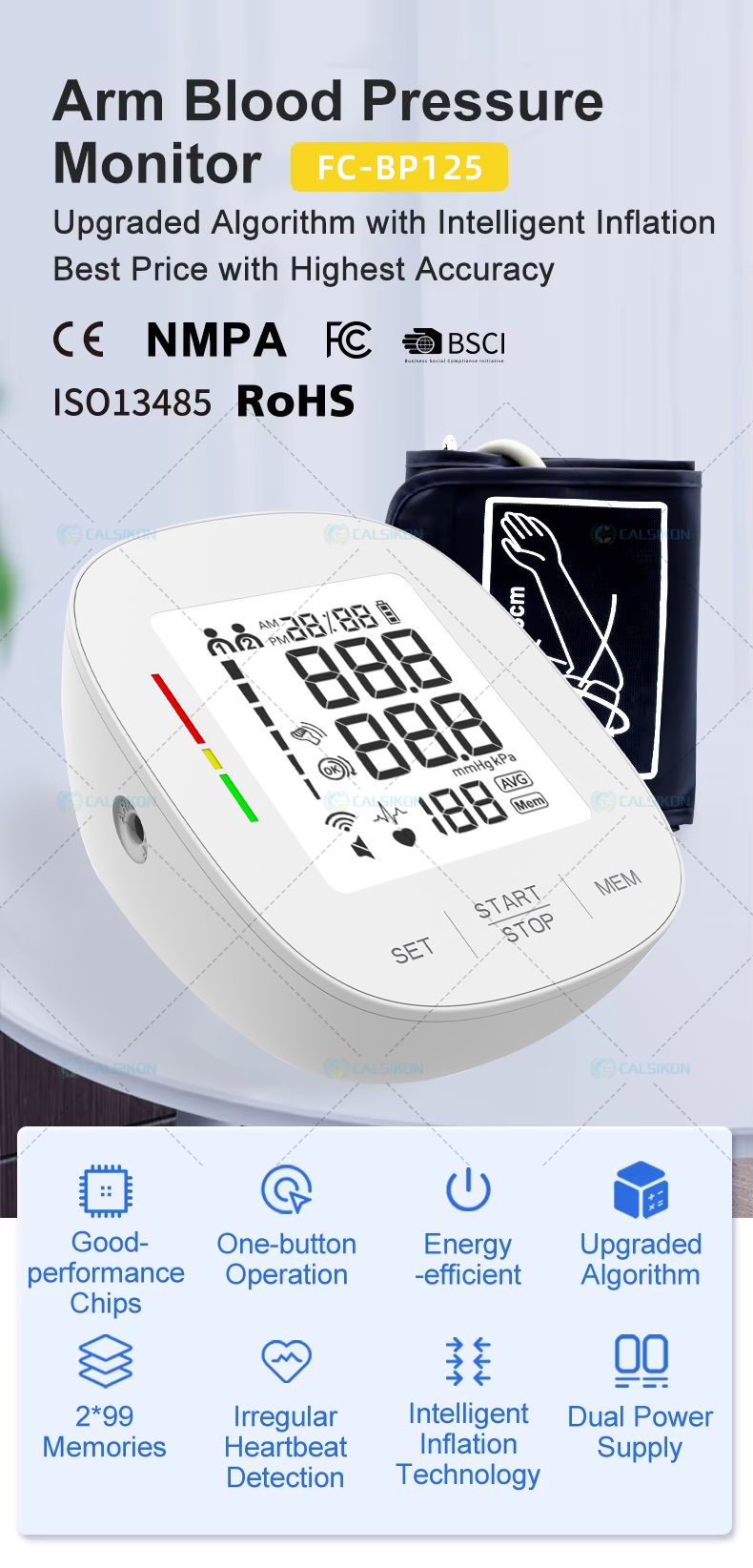 BP125 Upper Arm Blood Pressure Monitor CE FDA Certified