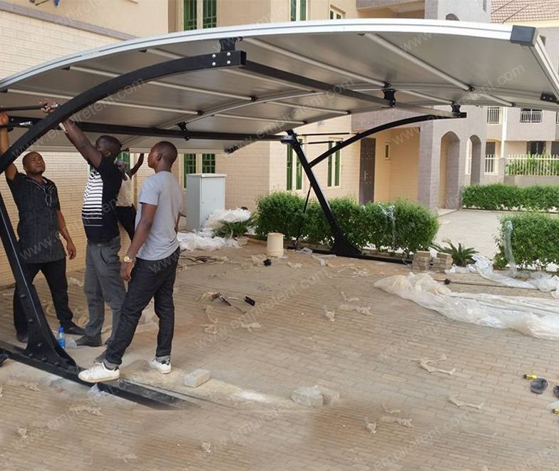 wind resistant 2 cars carport at Gray color