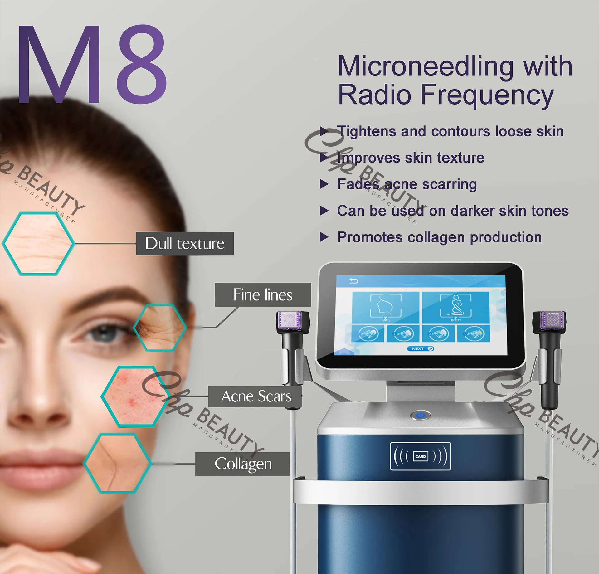 Fractional Rf Micro Needle Crystallite Depth 8 Machine