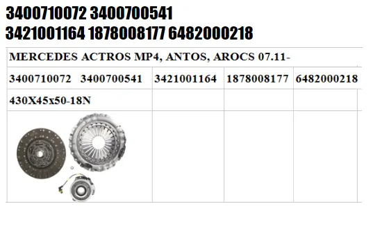 Clutch Kit SACHS 3400710072 3400700541 for MERCEDES-BENZ