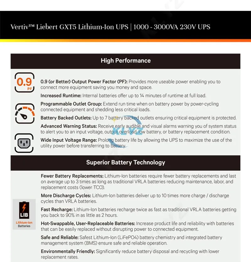 Vertiv GXT5 500 - 3000VA 120V