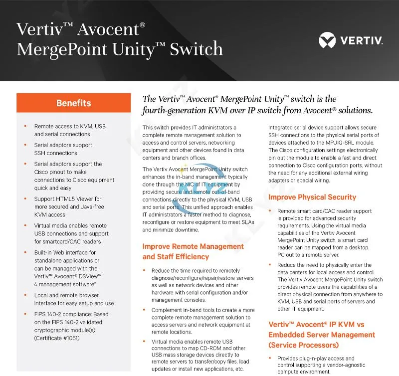 vertiv Avocent MPU Digital KVM Switch 8port 16 port 32 port