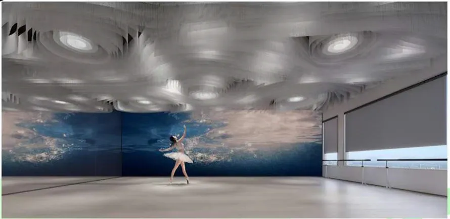 Metal Coil Drapery as the Fifth Wall Design Scheme-Ceiling Decoration