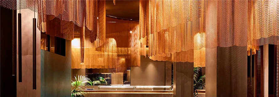 Metal Coil Drapery as the Fifth Wall Design Scheme-Ceiling Decoration