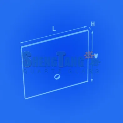 Customized JGS1 eccentric hole rectangular UV quartz plate 60×54 2-3mm ...