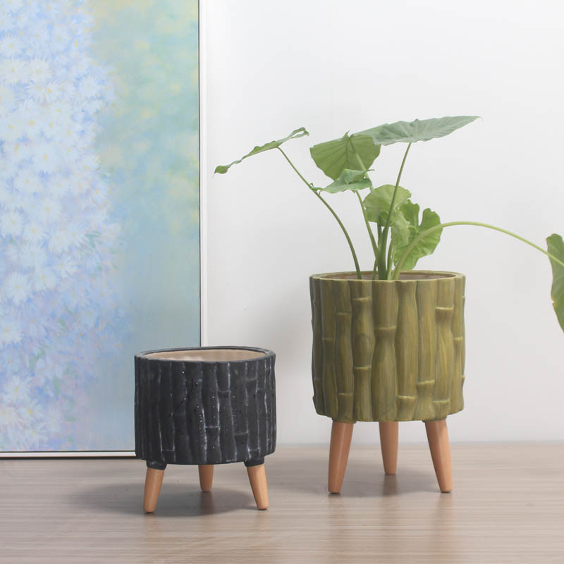 Wood legs Standing Ceramic Planter WL34