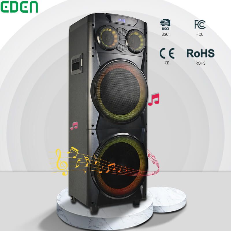 Dual 10 inch Wooden box subwoofer bluetooth speaker led lights