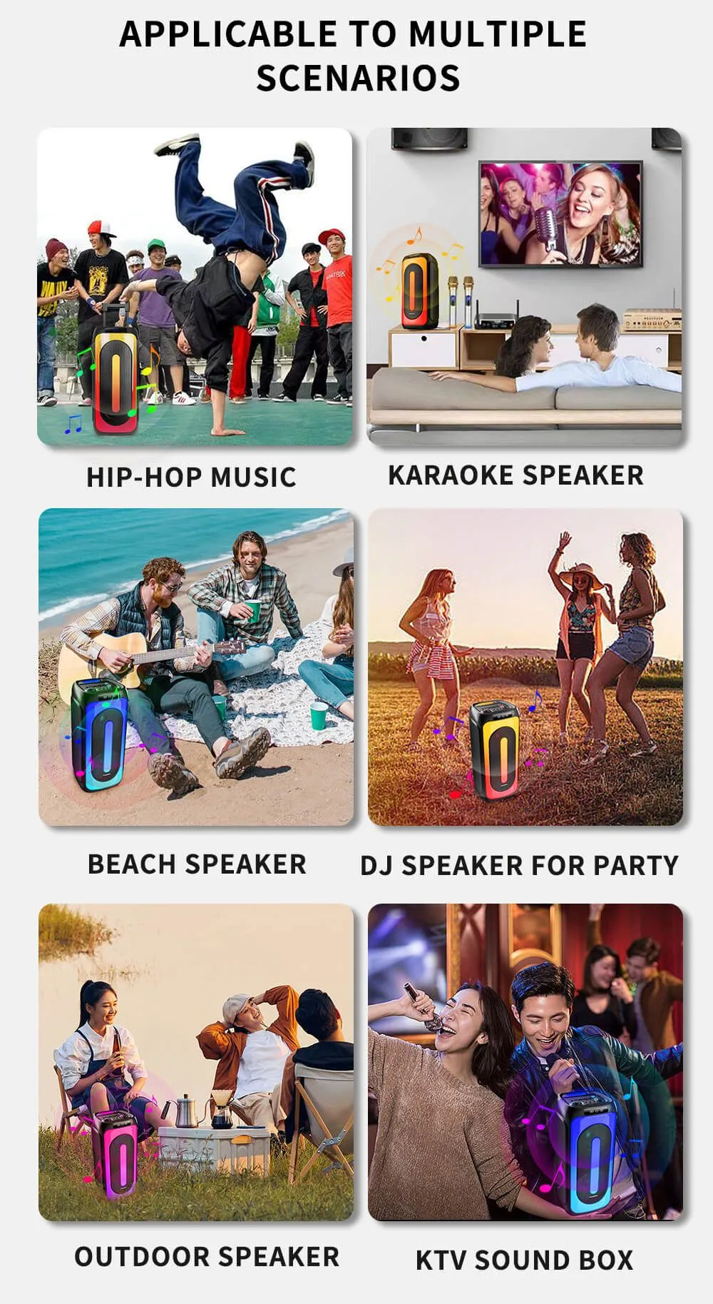 Dual 6.5 inch pro audio speaker boom box with RGB Light