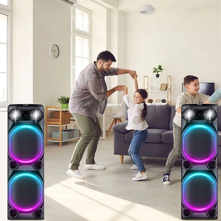 Dual 12 inch party light and sound 1000w bluetooth pairbox speaker