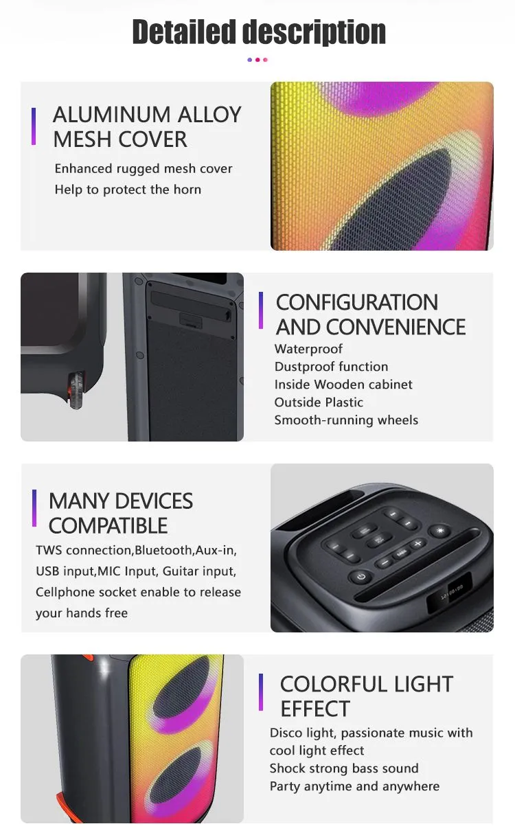 Waterproof partybox310 bluetooth eden speaker with fire light