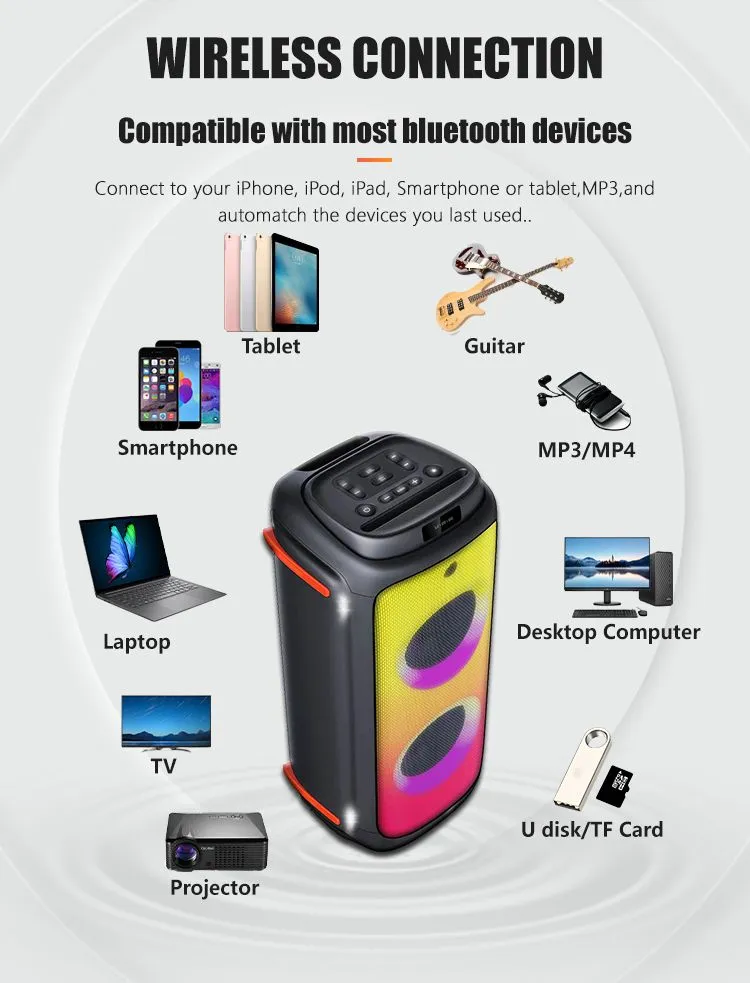 Waterproof partybox310 bluetooth eden speaker with fire light