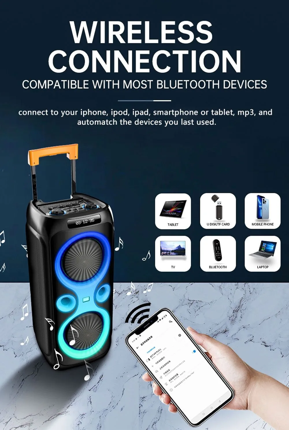 New portable outdoor wireless bluetooth trolley speaker