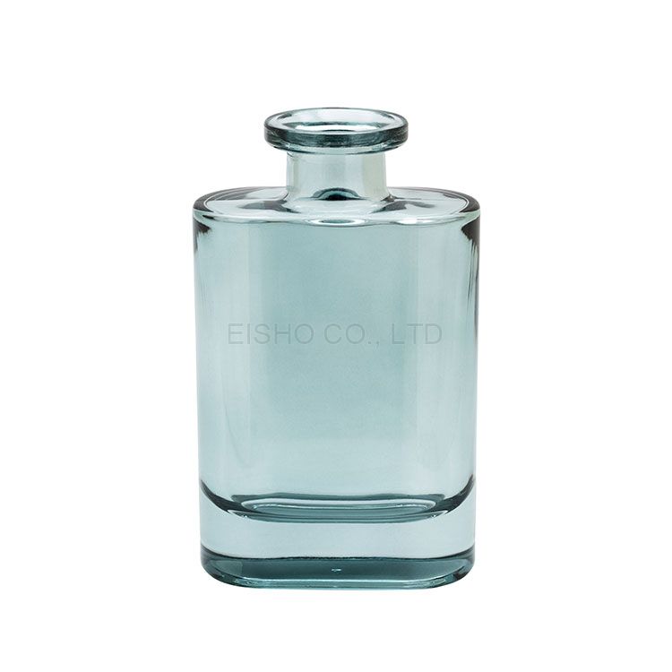 Aqua Blue Floral Glass Vase