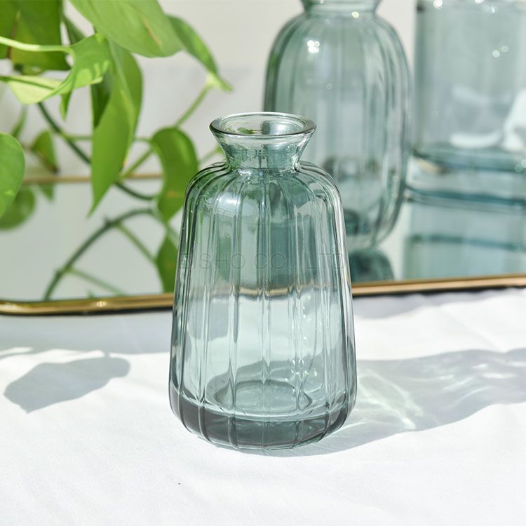 Glass Flower Vase in Transparent Aqua Blue