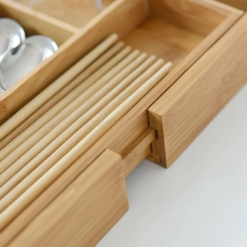 Adjustable Bamboo Drawer Organizer for Kitchen
