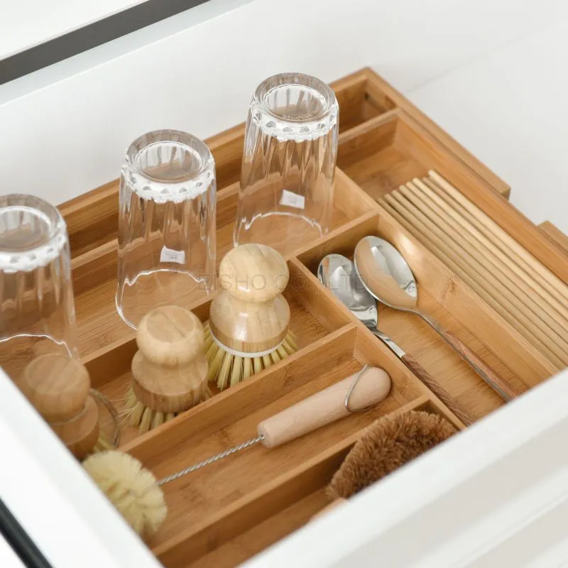 Adjustable Bamboo Drawer Organizer for Kitchen