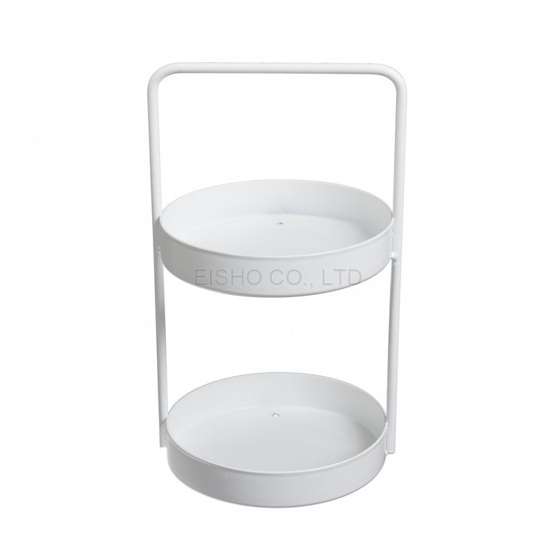 2-Tier Round Accessory Jewelry Tray / White Storage Tray