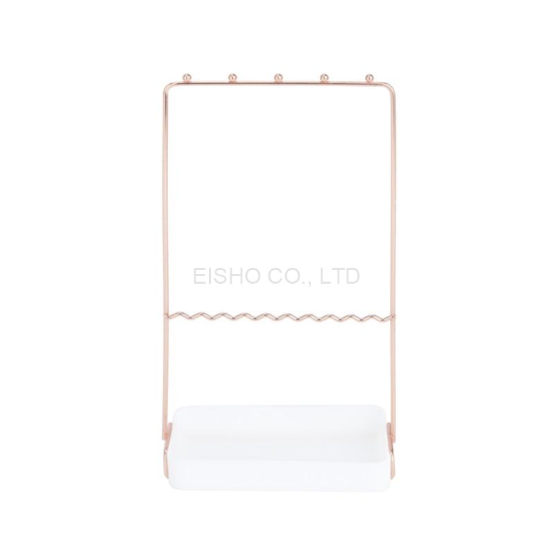 Two Layers Elegant Rose Gold Jewelry Rack / Metal Earrings Rack