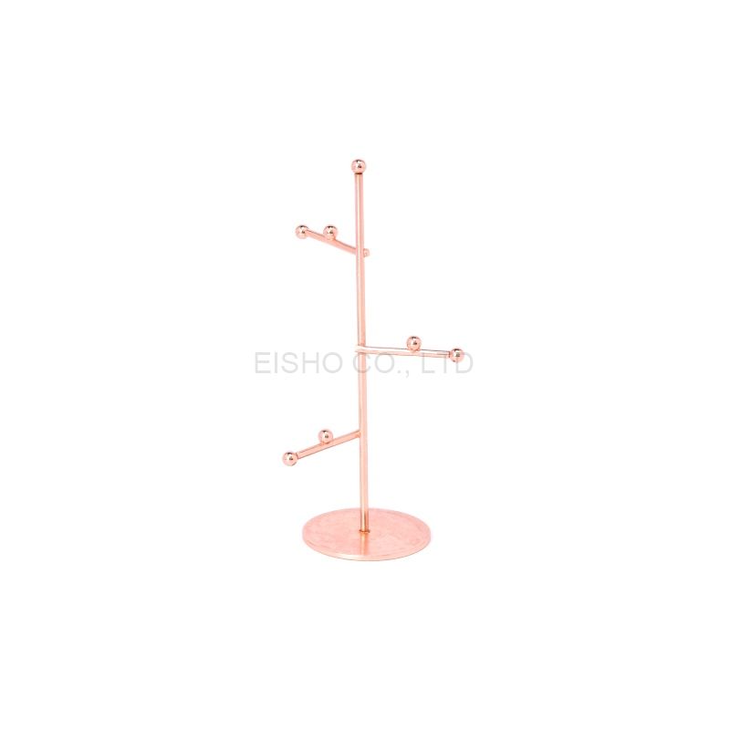 3 Layers Metal Rose Gold Tree Jewelry Rack
