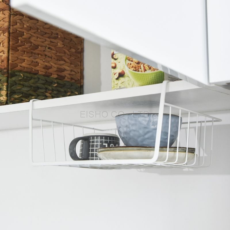 Hanging Grid Metal Undershelf Basket for Storage / Organization