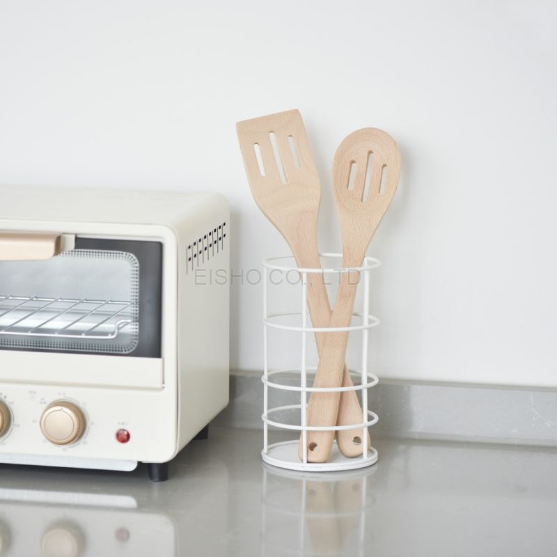 Round Kitchen Utensil Holder with Drain Hole