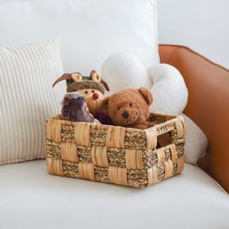 Rectangular Water Hyacinth Seagrass Baskets Set