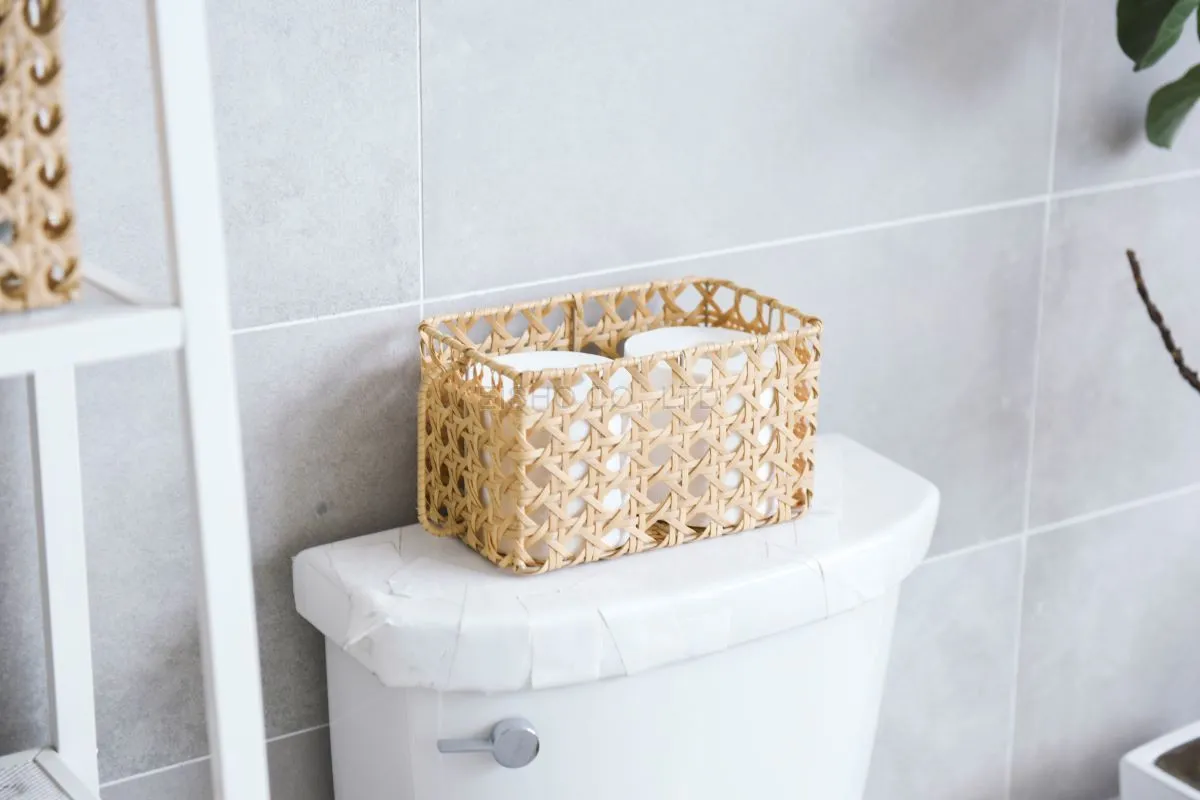 Rectangular Plastic Woven Basket with Handle